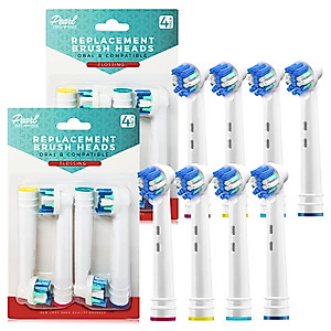 Replacement Brush Heads Compatible with Oral B Braun Electric Toothbrush- 16 Pk of Generic Assorted Brushes for Oralb- 8 Cross & 8 Floss- Fits Oral-b Pro 1000, Vitality, Triumph, Kids + More!