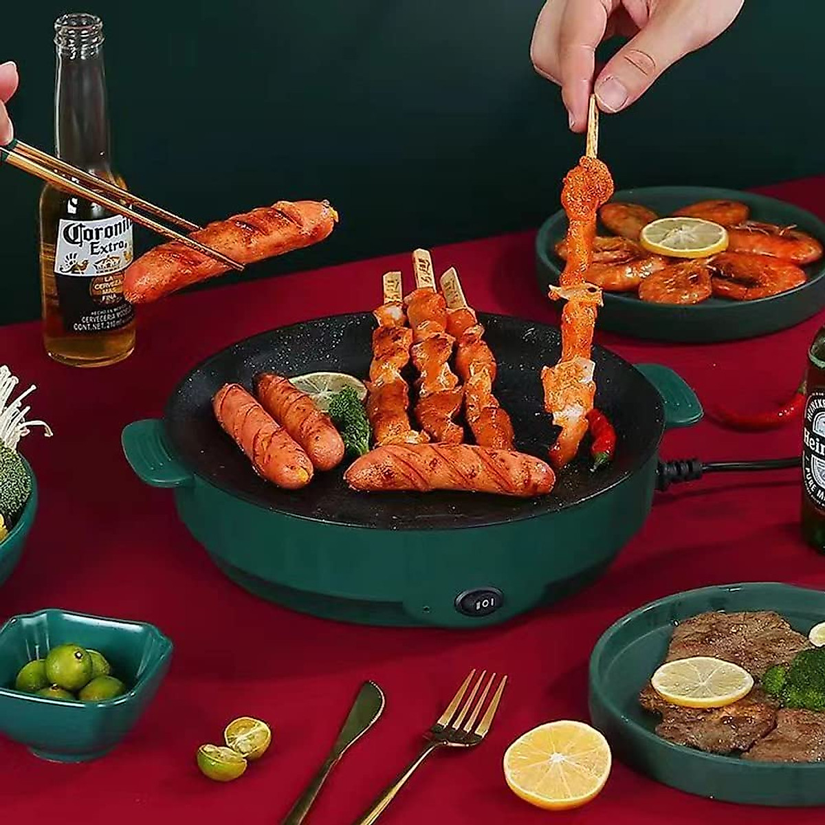 Electric Griddles, Versatile Electric Grills 110V Large-Capacity Electric Frying Pan 3-In-1 Pot Electric Bakeware for 2-4 People Electric Skillets