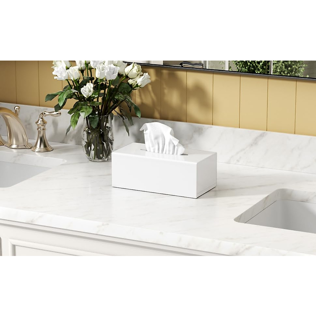 FEMELI Acrylic Tissue Box Cover,Rectangular Facial Tissue Holder Case Dispenser for Bathroom Kitchen Bedroom Office