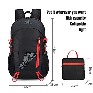Lywencom Hiking Backpack,20L sports lightweight folding waterproof ultra-light backpack suitable for outdoor camping picnic (black)