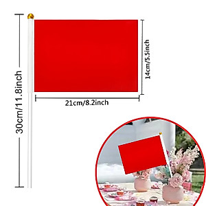 KERDA 25 Pack Solid Red Flags Small Mini Red DIY Graffiti Flags on Stick,Party Decorations for Grand Opening,Kids Birthday,Carnival,5x8 Inches