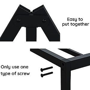 Richwanone 18 inch Full Bed Frame Metal Platform Mattress Foundation with Steel Slat Support, No Box Spring Needed, Easy Assembly, Black