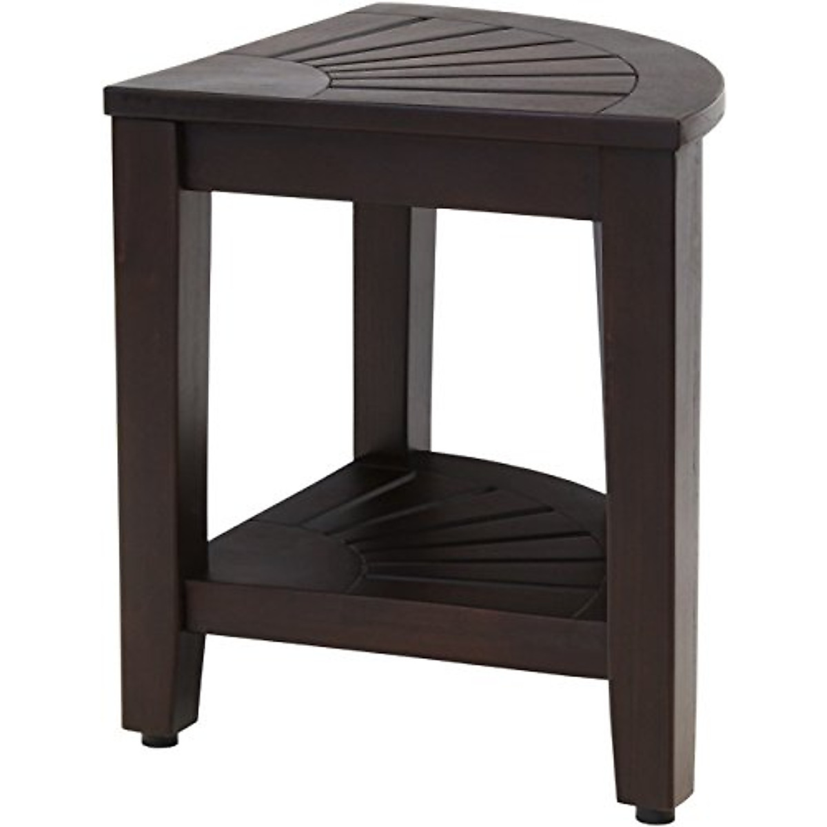 AquaTeak 15.5" Kai Corner Mocha Teak Shower Bench with Shelf