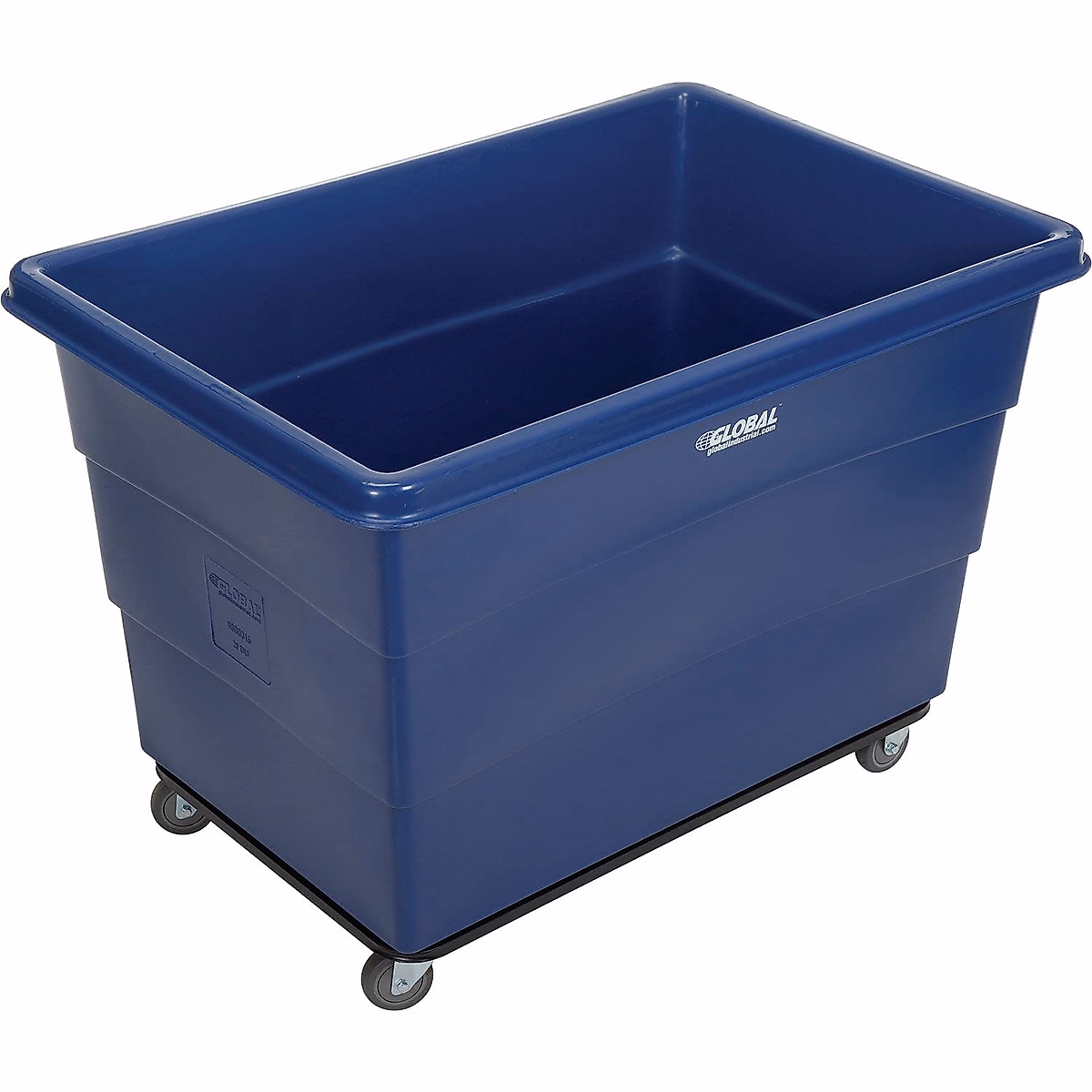 Global Industrial 20 Bushel HDPE Plastic Box Truck with Steel Base, Blue, 50-2/5"L x 34-3/5"W x 35-3/5"H