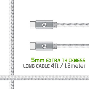 Dual USB-C/PD 60W Fast Charging Cord Compatible with LG V20 Plus 5Gbps Data Transfer for Power Delivery Hi Capacity Charging (White)