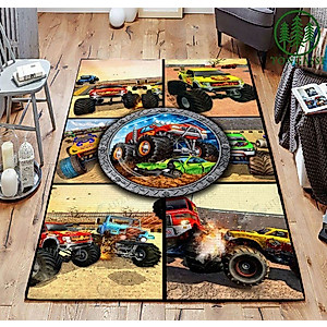 Cartoon Car Rug for Boys Non Slip Rug 3x5 4x6 5x8 5.2x9 ft Area Soft Rugs Bedroom Living Room, Home Decor Rug, Car Lover Rugs, Gift Mats for Boys 03