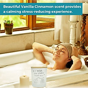 Friendship Candle - I Wish You Lived Next Door, Perfect Birthday or Thinking of You Gifts for Mom, Sister, Coworker, Grandma, Scented Natural Soy Wax for Women or Men (Vanilla Cinnamon, White)