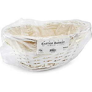 Cornucopia Wicker Basket with Handles (White-Painted), for Easter, Picnics, Gifts, Home Decor and More, 13 x 10 x 6 Inches