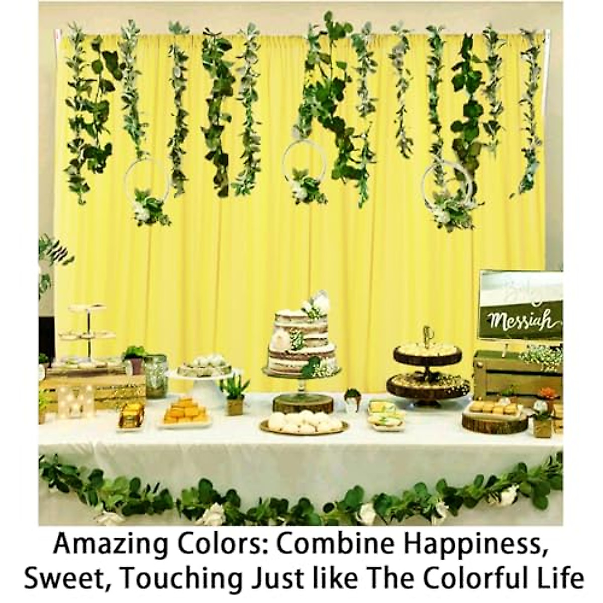 ShinyBeauty Chiffon Backdrop Curtain 2 Panel 29x108 Yellow Tulle Backdrop Chiffon Backdrop Drapes 5FTx10FT Yellow Chiffon Backdrop Wedding Chiffon Curtains for Backdrop(29x108'' x2pcs, Yellow)