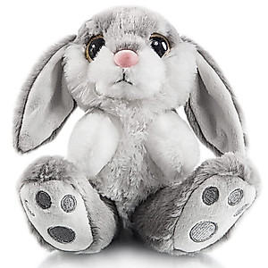 My OLi Bunny Rabbit Stuffed Animal Plush Bunny 8.5" Easter Stuffed Bunny with Floppy Ear Plush Rabbit Bedtime Friend Plush Toy Gifts for Girls Boys Kids, Gray