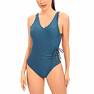 DUOWEI Bikini Woman Flower Swimsuit for Women Bathing Suit V Neck Backless Solid Metal Ring Decoration Swimwear Boxing Short