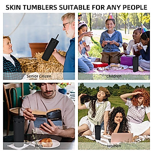 Modwnfy Black Skinny Tumbler with Lids & Straw(8 Pack), 16 Oz Black Tumblers in Bulk, Mate Black Tumblers, Acrylic Matte Tumbler, Reusable Cups with Lids & Straw, Plastic Tumbler Cups for DIY Gift