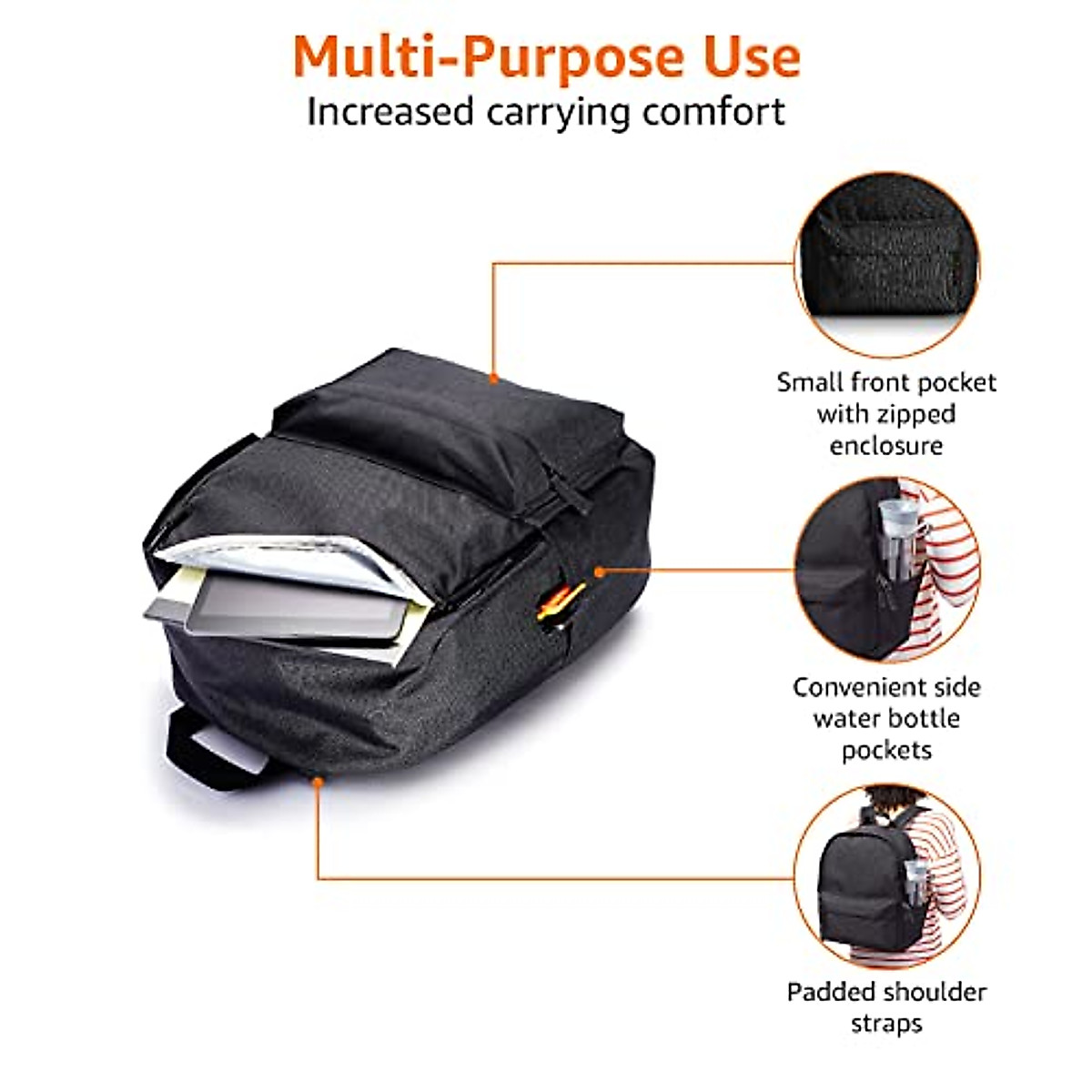 Amazon Basics Classic School Backpack - Black