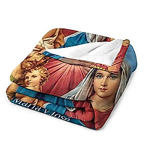 Virgin Mary Jesus Our Lady of Guadalupe Christmas Nativity Cross Festivals Blanket Flannel Fleece Soft and Warm Comfortable for Sofa Bedroom Winter Office and Tourist Camping 60x50 Inch