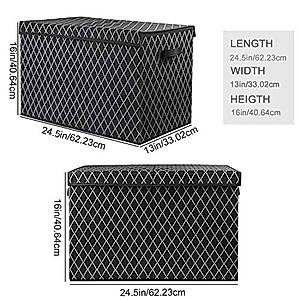 Toy Chest Box Organizer Bins for Boys Girls, Kids Large Collapsible Storage Box Container Sturdy with Fabric Flip-Top Lid & Handles for Clothes,Blanket,Nursery,Playroom,Bedroom,Stuffed Animals 24.5x13x16 (Black)