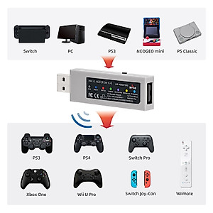 Mcbazel Mayflash Magic-NS Wireless PS5 PS4 PS3 Switch Pro Controller Fighting Stick Adapter for Nintendo Switch PC NeoGeo Mini with USB to Type C OTG Cable Game Card Storage Case