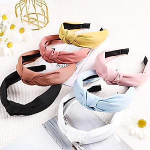 DIYDEC 7PCS Knotted Headbands for Women, Fashion Hairbands for Girls Wide Elastic Non Slip Top Knot Hair Hoops Head Bands Accessories