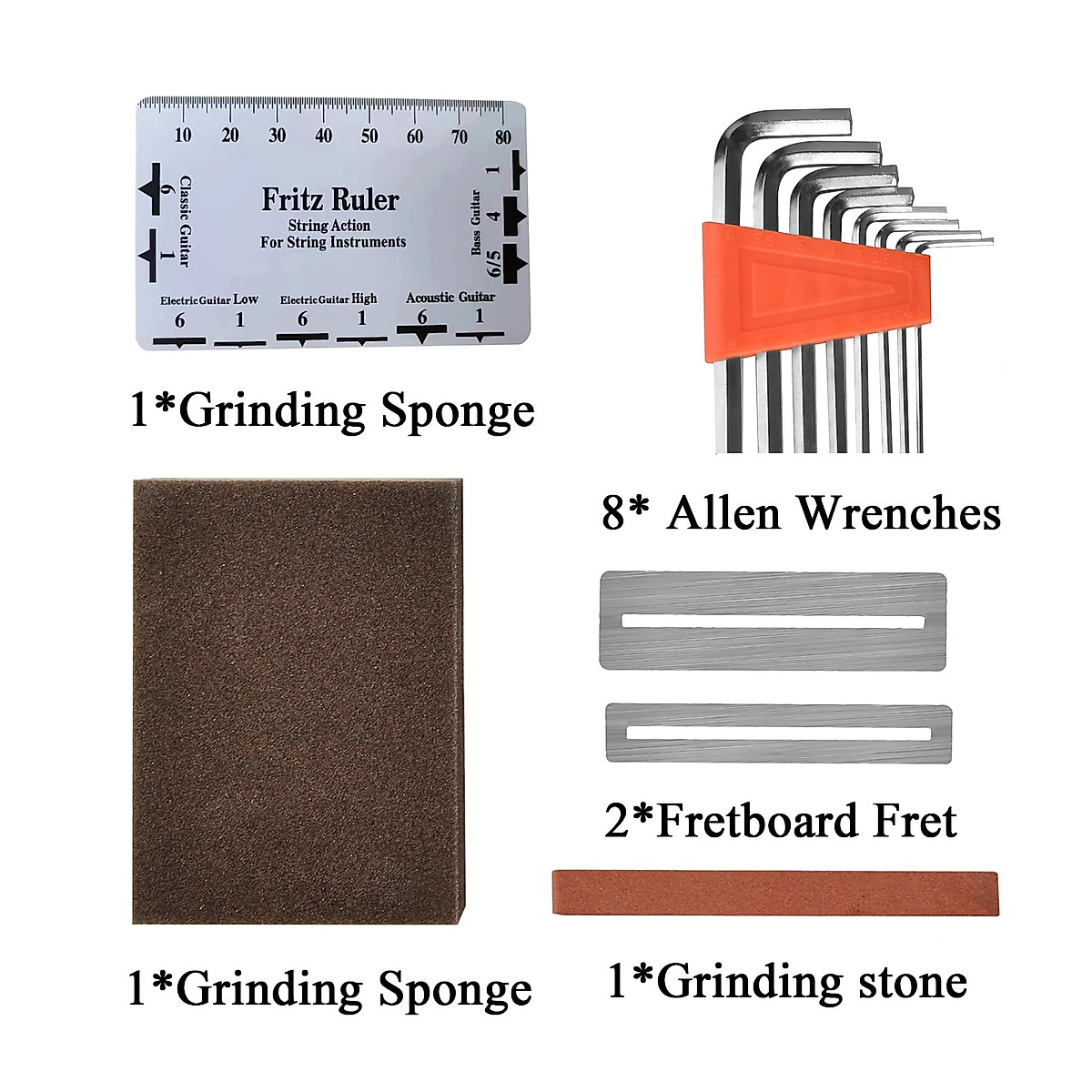 74 Pcs Guitar Tools Kits Repair Setup Maintenance Adjustments Cleaning DIY for Electric Guitar, Ukulele, Bass Banjo & Other Stringed Instruments Beginner Professionals Luthier Easy Use GAT-188