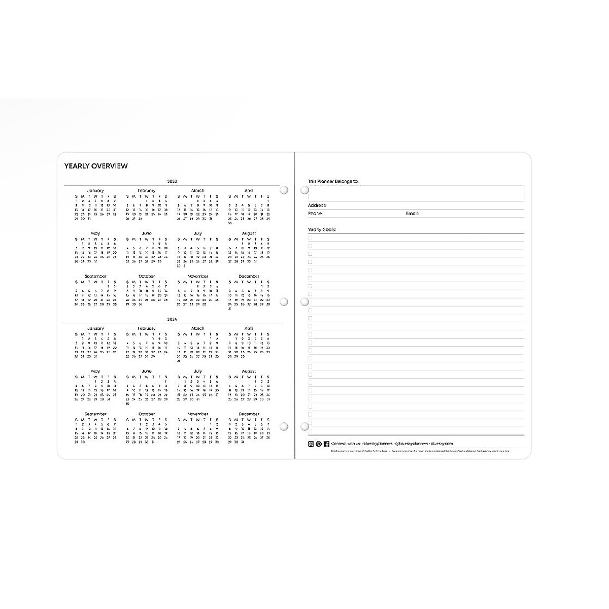 SUHEYLA Ispirational Pen and Bluesky January 2023 - December 2025 2 Years Monthly Stapled Planner 8.5" x 11"