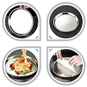 Stainless Steel Dinner Plate, Metal Dinner Dishes, 7 Inch Feeding Serving Camping Plates for Home Kichten, Outdoor Camping, Snack and BBQ