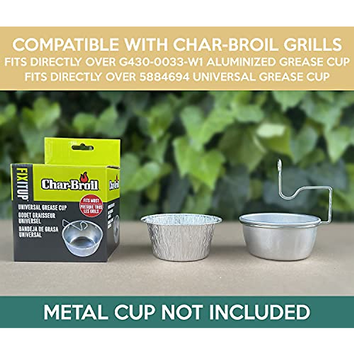 (20 Pack) Grease Cup Foil Liner Compatible with Char-Broil Grills G430-0033-W1 Aluminized Grease Cup and Model 5884694 Universal
