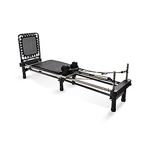 Stamina AeroPilates Premier Studio Reformer Workout Machine for Strength and Fitness Training with Cardio Rebounder and Foldable Frame, Black