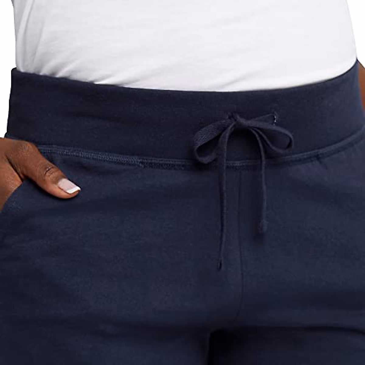 Hanes Women's Pocket Drawstring Cotton Inseam Shorts, Navy, X-Large