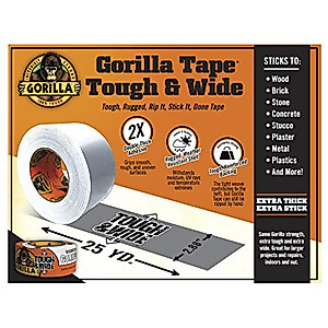 Gorilla Tough & Wide Duct Tape, 2.88" x 25 yd, White, (Pack of 4)