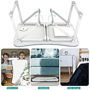 Fayquaze Laptop Bed Desk, Portable Foldable Laptop Bed Table with USB Charge Port Storage Drawer and Cup Holder,Lap Desk Laptop Stand Tray Table Serving Tray for Eating, Reading and Working