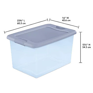 DqOasd 64 Qt Latching Storage Box, Stackable Bin with Latch Lid, Plastic Container to Organize Clothes in Closet, Clear with Gray Lid, blue