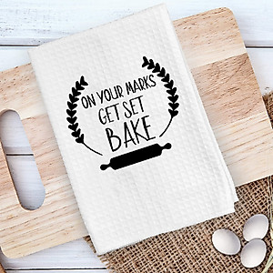 ZJXHPO Baker Towel Gifts On Your Marks Get Set Bake Kitchen Towel British Baking Show Inspired Gift Baking Gift Housewarming Gift Bake Lover Gift (Get Set Bake Towel)