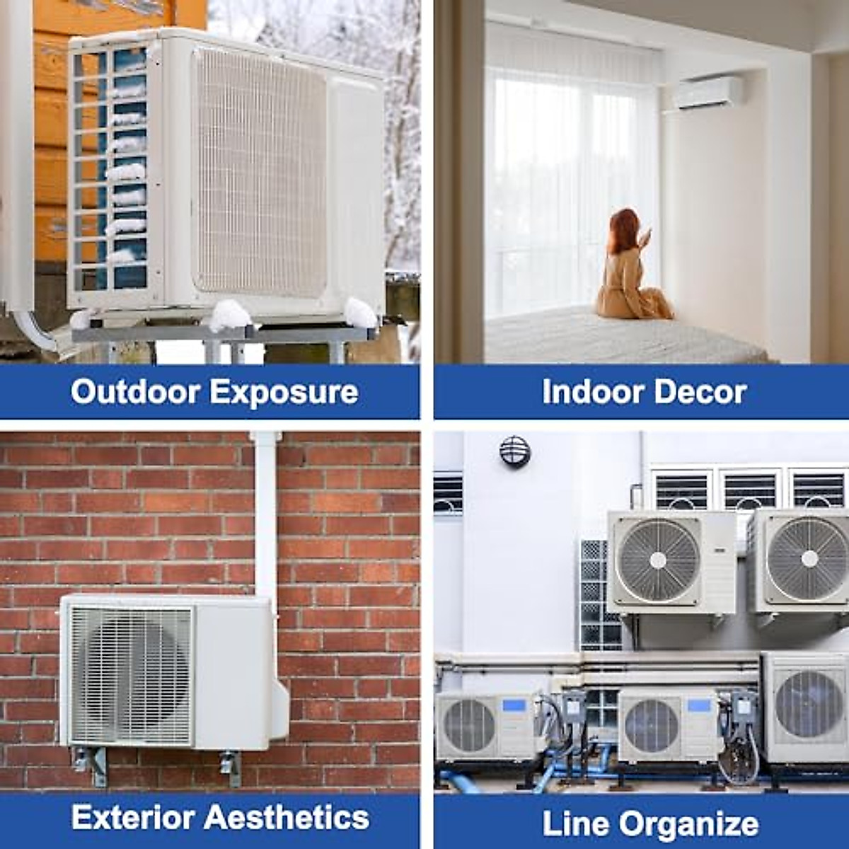 KuriProtect 3"W 10Ft Decorative PVC Line Set Cover Kit for Mini Split Lineset Cover Kit for Air Conditioner & Heat Pump (White)