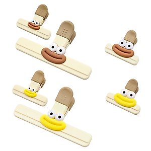 Lxuraduy 6 Pack Chip Clips, 6 Styles of Cute Chip Clips, Food Clips, Wide Foods Snacks Bag Paper Clips, Cute Tight Seal Grips