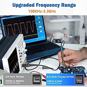 Upgraded TinySA Ultra Spectrum Analyzer, GOOZEEZOO 4inch 100kHz-5.3GHz Frequency Analyzer 2-in-1 100kHz to 800MHz MF/HF/VHF UHF Input 3000mAh Battery & 32GB SD Card V0.4.5.1