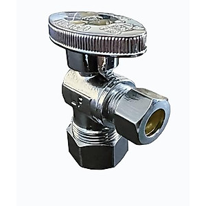 10Pcs EZ-FLUID Heavy Duty 1/2" Angle Stop Valve,1/2" Nom. (5/8"OD) Compression x 3/8"OD Outlet Water Shut Off Valves,1/4 TurnMetal Handle Angle Valve For Water Pipes,For Sink,Toilet,Faucet Valve