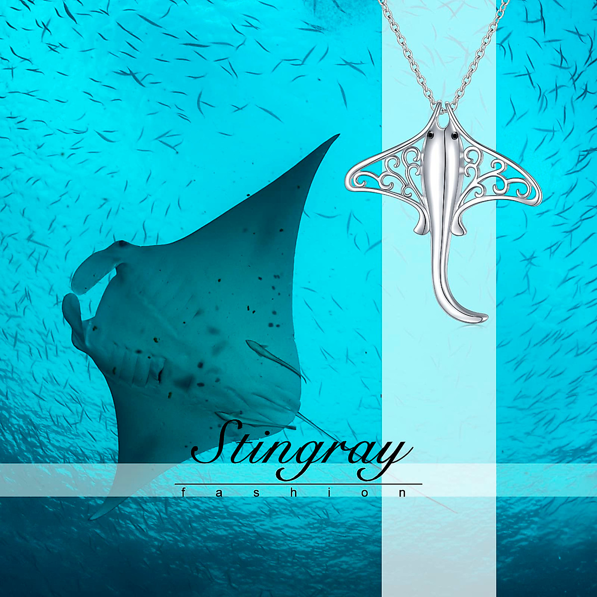 Stingray Necklace 925 Sterling Silver Manta Ray Ocean Animal Tree of life Jewelry Birthday Gifts for Women Men Sea Lover