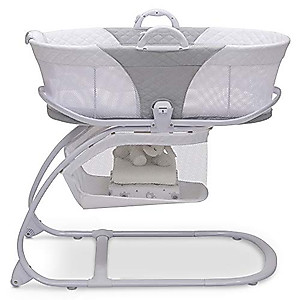 Delta Children 2-in-1 Moses Basket Bedside Bassinet Sleeper - Portable Baby Crib with Wheels & Removable Moses Basket, Grey