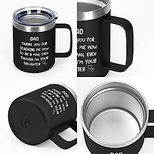 GINGPROUS Papa Bear Insulated Travel Mug, Father's Day Gifts for Papa Grandpa Dad Father New Dad to Be from Daughter Son, Birthday Christmas Present,12 Oz Stainless Steel Insulated Coffee Mug, Black
