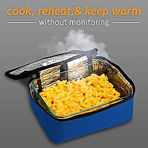 HOTLOGIC Mini Portable Oven, Food Warmer Electric Lunch Box with 12V Vehicle Plug, Mini Personal Heated Lunch Box for Cooking and Reheating Meals in Vehicles and Trucks for Work or Travel (Blue)