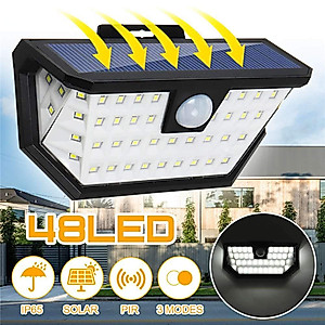 LED Solar Light 48Led Waterproof IP65 Outdoor Garden Lights Courtyard PIR Motion Sensor Emergency Wide Angle LED Solar Wall Lamp