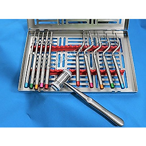 New Premium German Grade Sinus Lift Osteotomes Kit Straight Off Set Concave Mead Mallet Cassette Dental-A