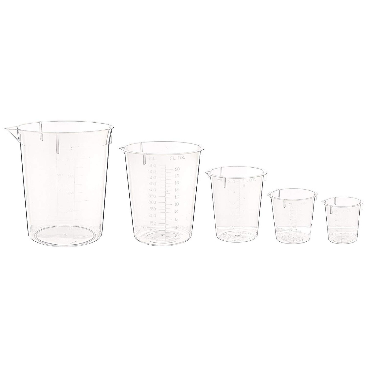 hand2mind Nestable Graduated Beakers, Plastic Beakers for Kids, Polypropylene Measuring Beaker, Beaker Set, Science Lab Equipment, Chemistry Set Supplies, Science Laboratory Supplies (Set of 5)