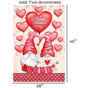 Akeydeco Valentine's Day Flag,28x40 Inch Valentine's Heart Garden Flag with Two Grommets Double Sided Printing 2 Layer Burlap Valentine Flags for Your Valentine's Day Decoration