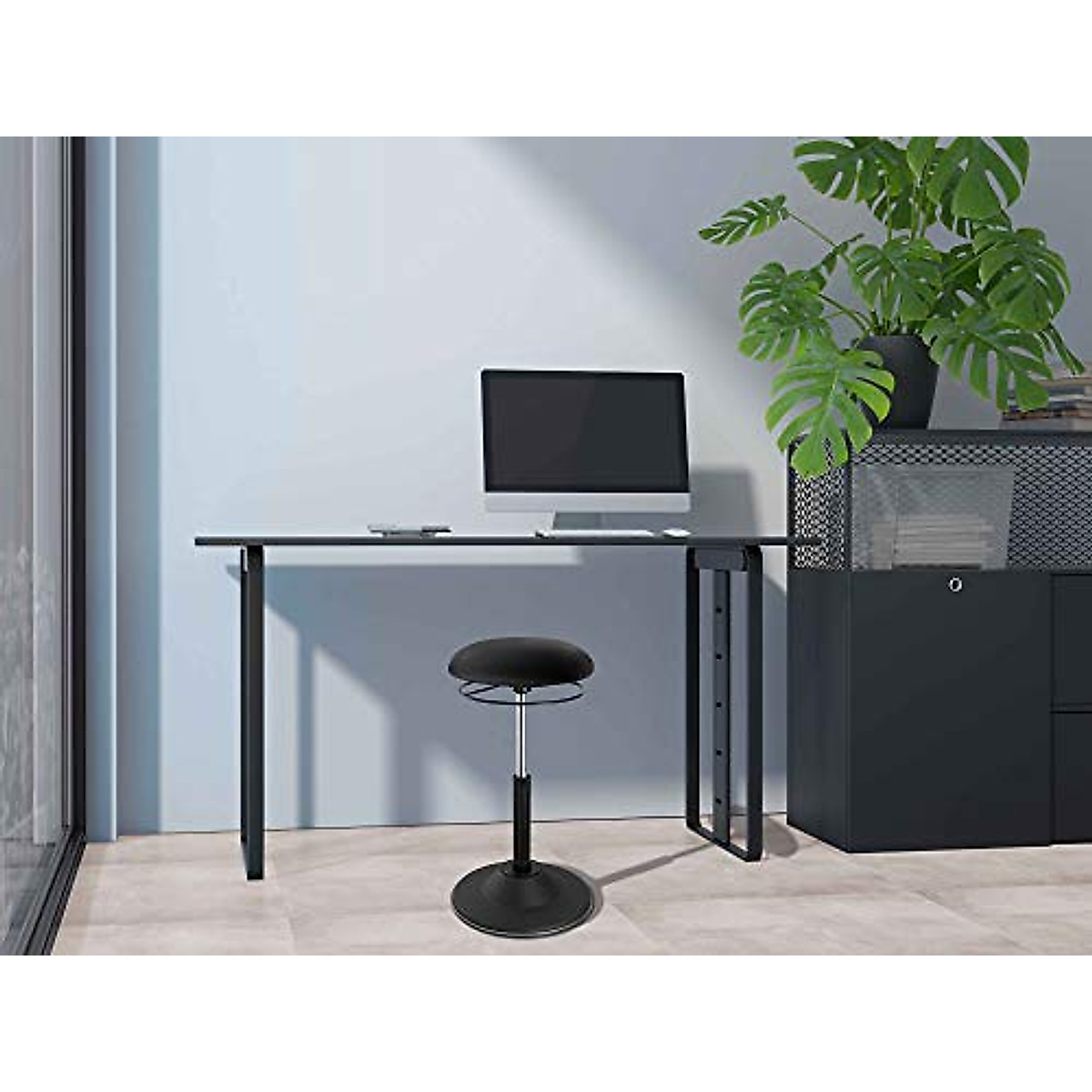 Stand Steady Active Motion Stool | Ergonomic Tilting Desk Chair with 360° Swivel Seat | Height Adjustable Stool for Home, Office, Standing Desks (Black)