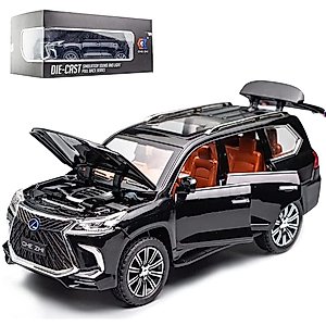 EROCK Exquisite car Model 1/24 Lexus 570 Off-Road in Luxury SUV Model Car, Zinc Alloy Pull Back Toy car with Sound and Light for Kids Boy Girl Gift