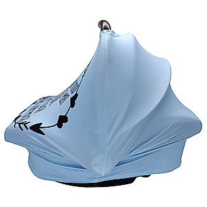 Baby Car Seat Cover, Breastfeeding Nursing Covers Scarf with Safety Warning No Touching Sign Infant Soft Breathable Stretchy Infant Car Seat Canopy Cover Shopping Cart, Stroller, Carseat Covers