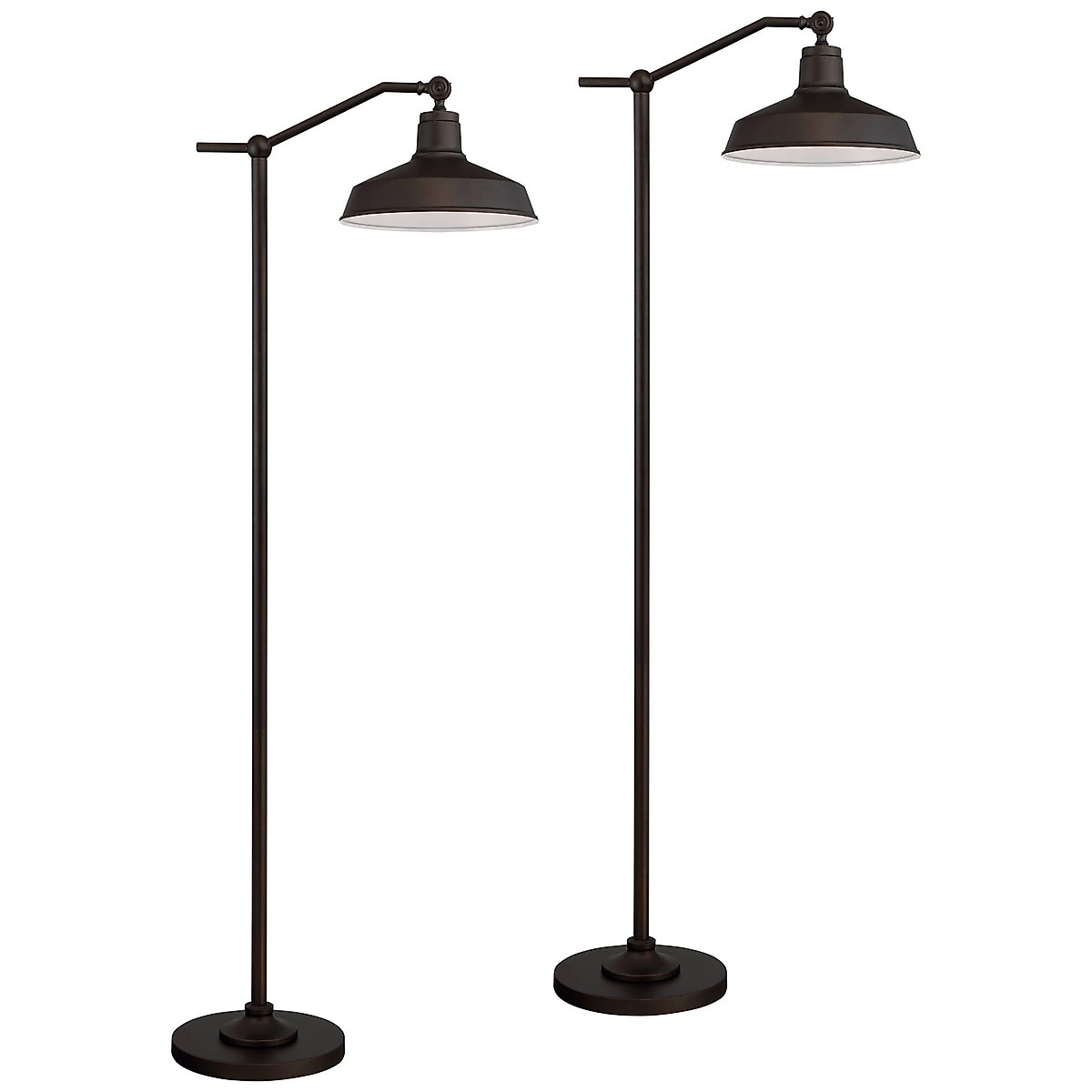 360 Lighting Kayne Farmhouse Rustic 61" Tall Standing Floor Lamps Set of 2 Lights Downbridge Task Adjustable Foot Switch Brown Satin Bronze Finish Living Room Bedroom House Reading Office Home Decor