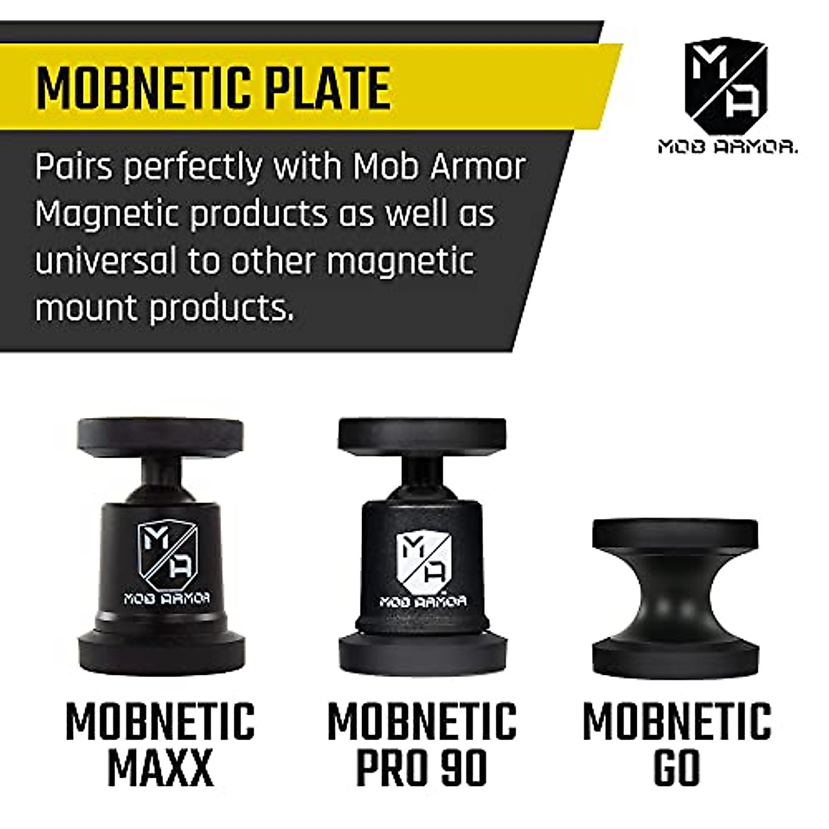 Mob Armor MobNetic Plate - Magnetic Phone Mounting Plate - Compatible with iPhone & Android - 0.02inch Thick for Cars, Trucks, Motorcycles & Extreme Sports - 3M VHB Non-Marking Adhesive (2 Pack)