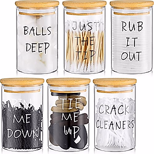 6 Pieces Glass Jars for Bathroom Decor Apothecary Jars with Lids Glass Qtip Holder Bathroom Set Farmhouse Bathroom Storage Containers Cotton Ball Holder Glass Bathroom Jars Vanity Makeup Organizer
