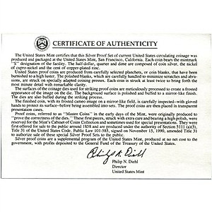 1994 S US Mint 5-Piece PREMIER SILVER PROOF SET Orig Box/COA - Seller DCAM